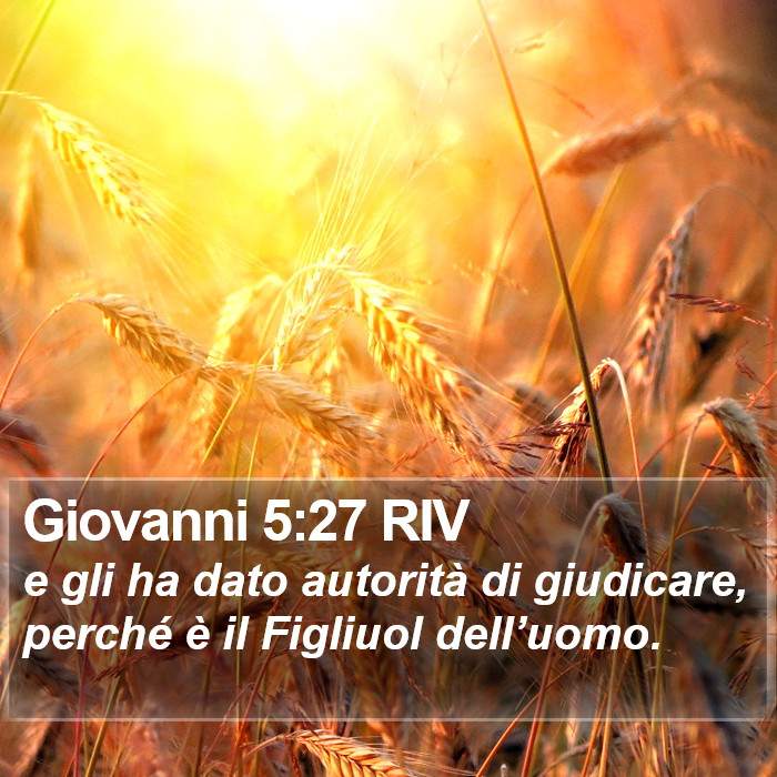 Giovanni 5:27 RIV - e gli ha dato autorità di giudicare, perché è
