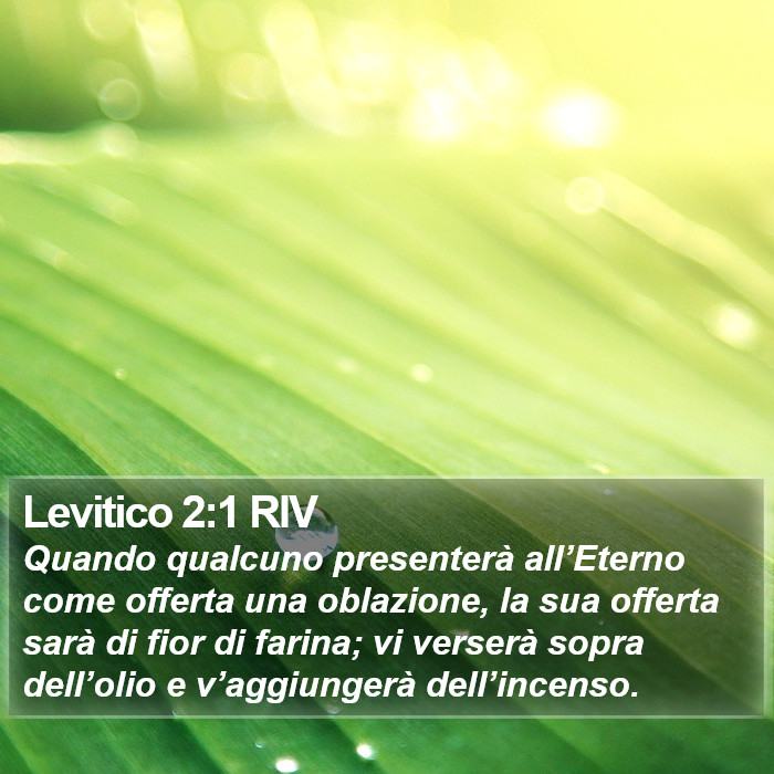 Levitico 2:1 RIV - Quando qualcuno presenterà all’Eterno come